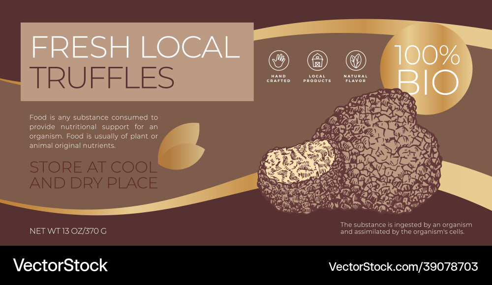 Fresh local mushrooms label template abstract Vector Image