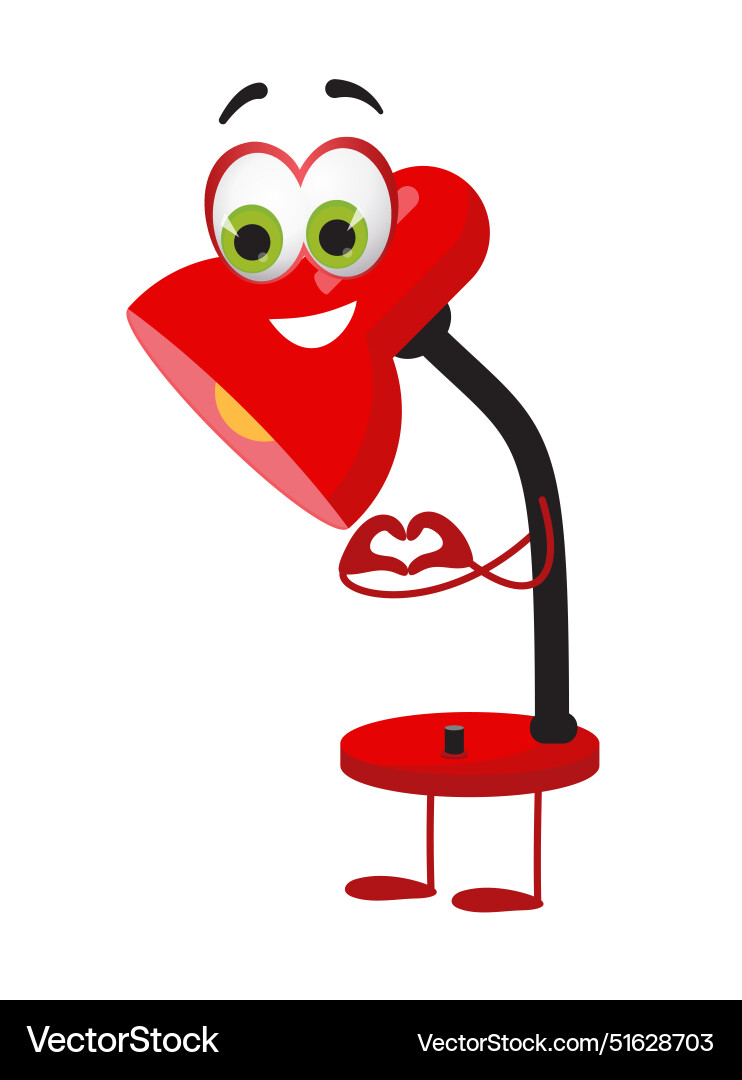 Funny school table lamp with eyes on white Vector Image