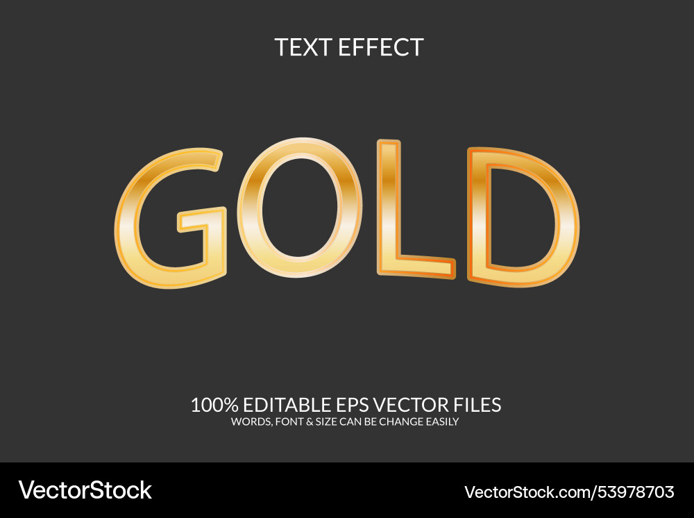 Gold eps text effect Royalty Free Vector Image
