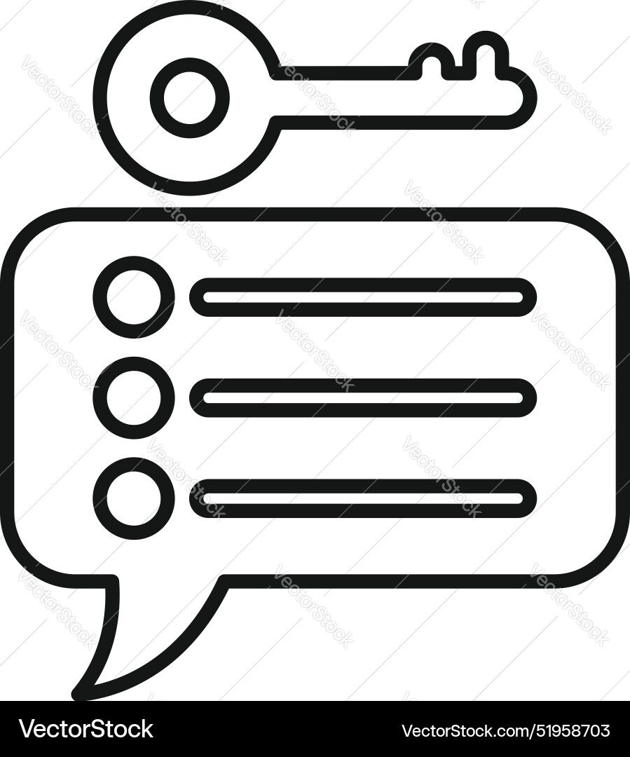Key unlocking speech bubble representing secure Vector Image