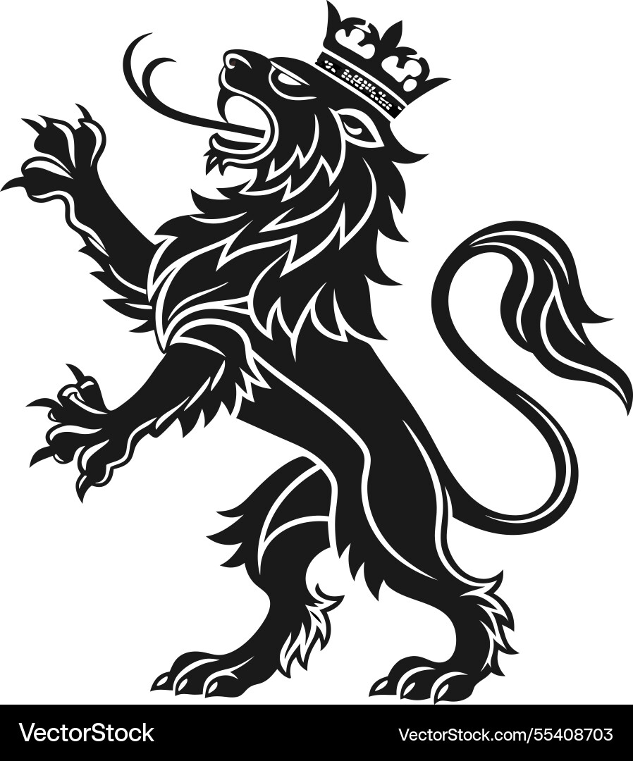 Lion head label emblem roaring king image Vector Image