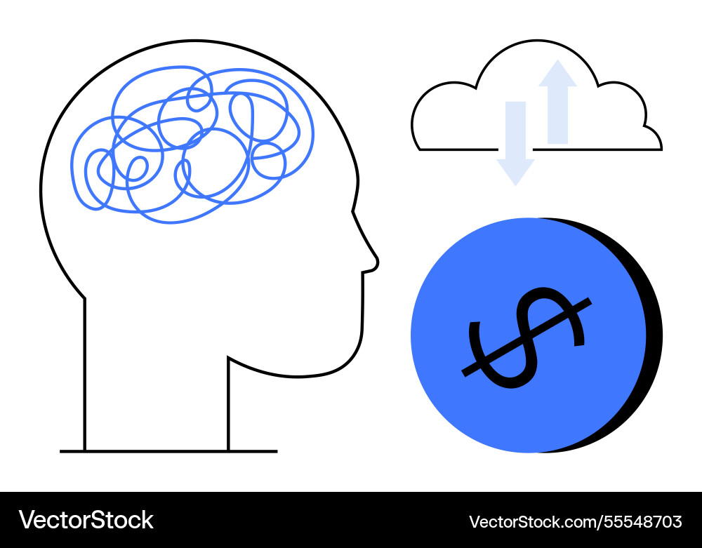 Mind and money the complex connection between Vector Image