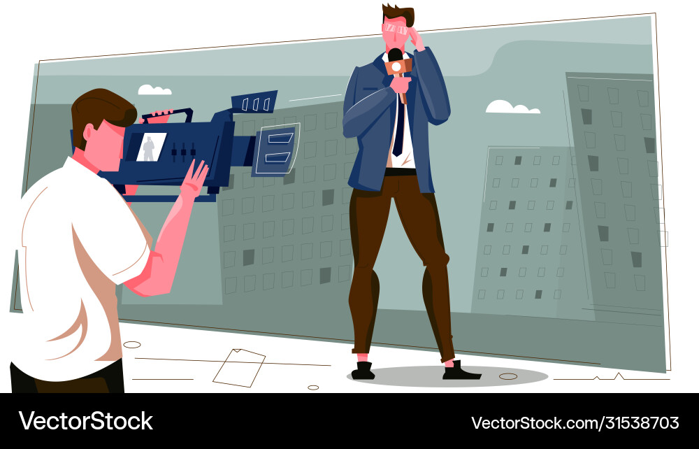 News Reporter flache Komposition Lizenzfreies Vektorbild