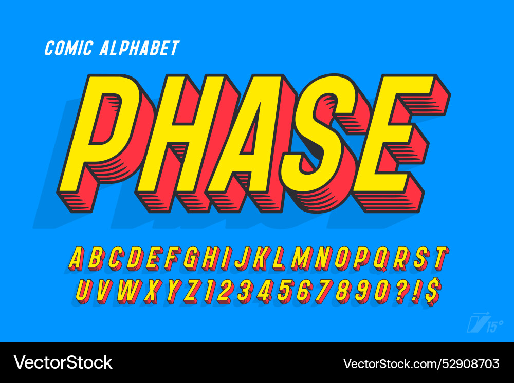 Original 3d comical alphabet design retro Vector Image