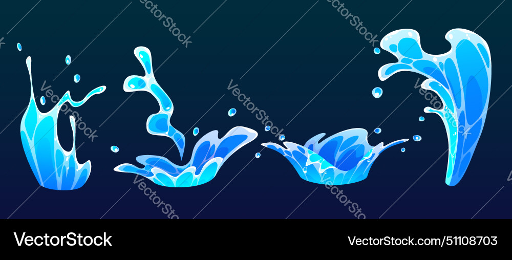 Water wave splashes set isolated on background Vector Image
