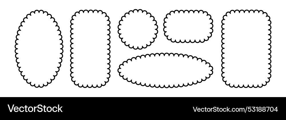 Circle and square scalloped frames edge Royalty Free Vector