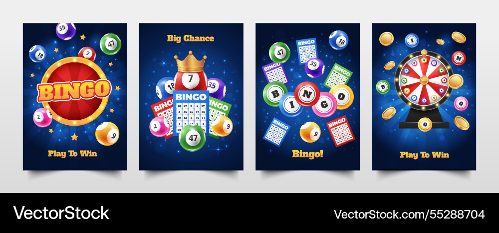 Colorful Bingo Game Poster Set Royalty Free Vector Image