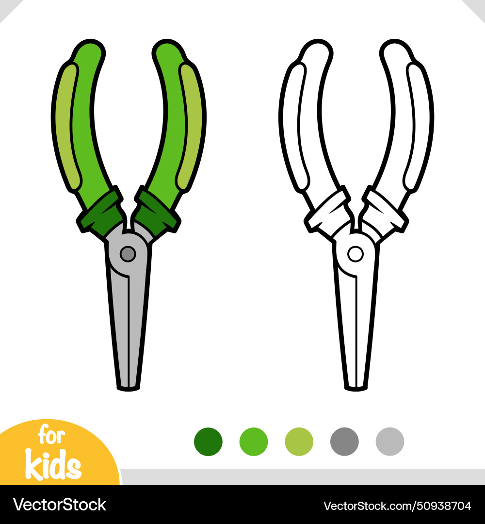 Coloring book for kids pliers Royalty Free Vector Image