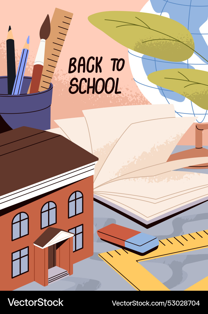 Elementary education poster open book copybook Vector Image