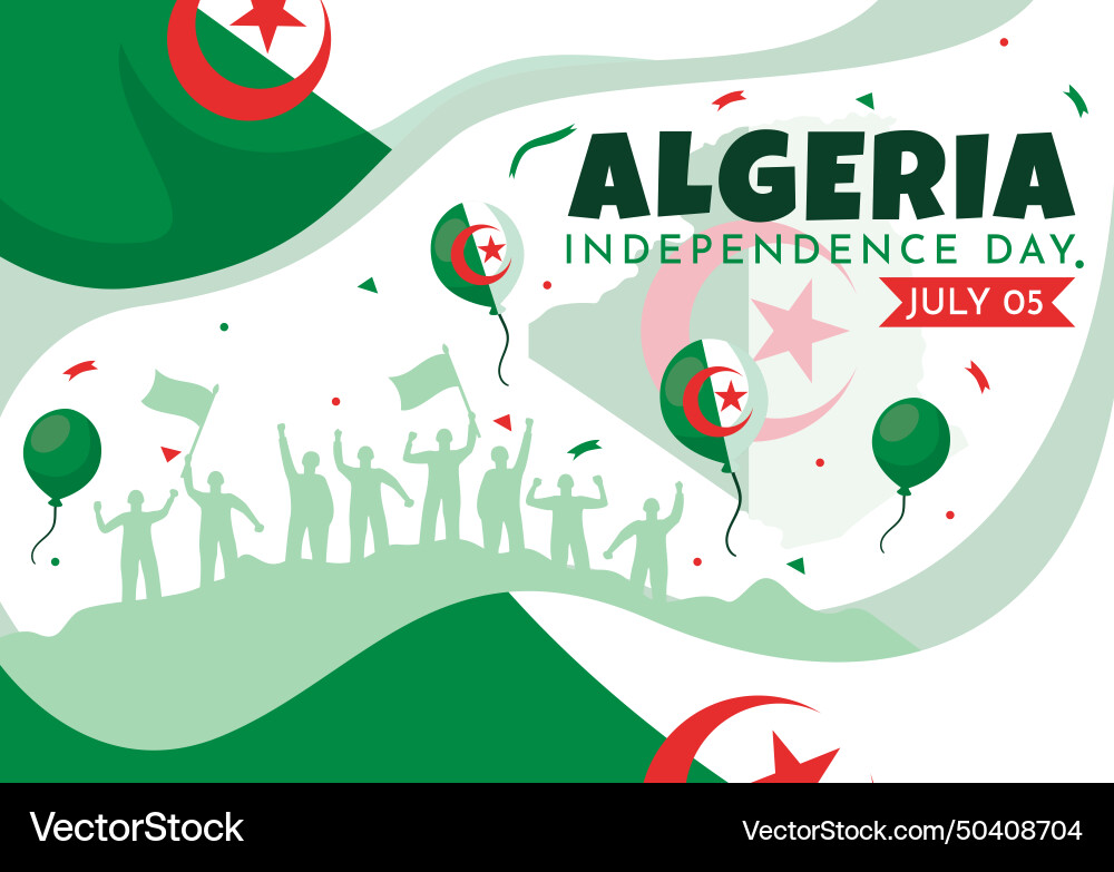 Happy algeria independence day with waving flag Vector Image