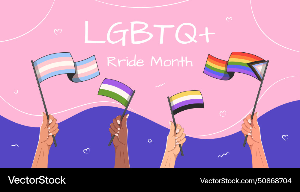 Human hands hold pride lgbtq flags Royalty Free Vector Image