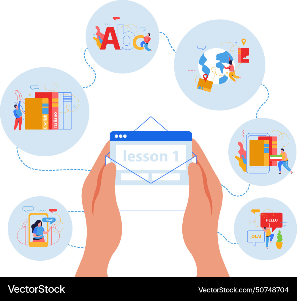 Language school flat background Royalty Free Vector Image