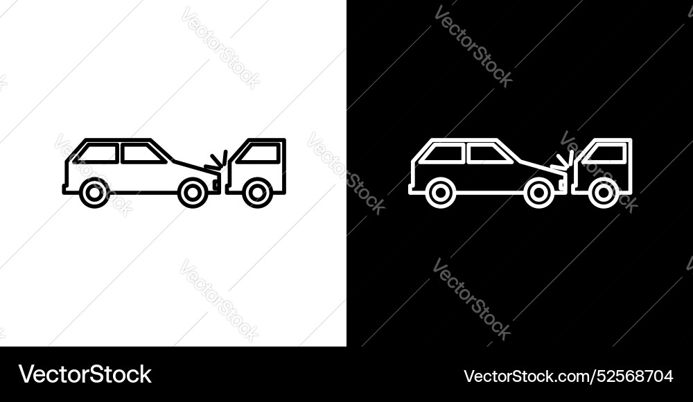 Rear end collision icon set on white background Vector Image