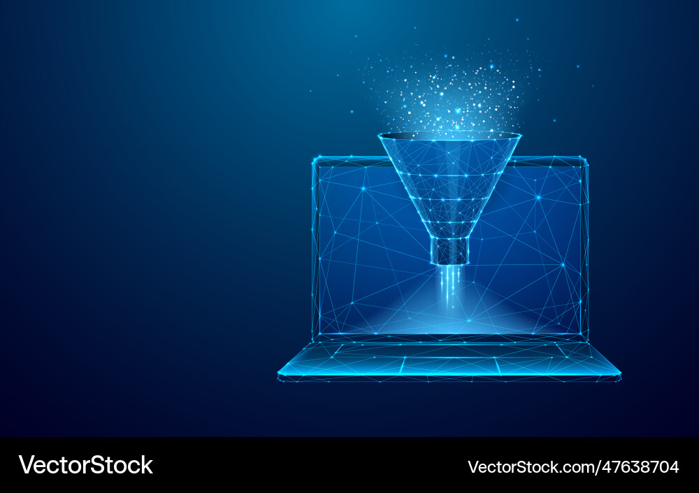 Sales funnel on laptop Royalty Free Vector Image