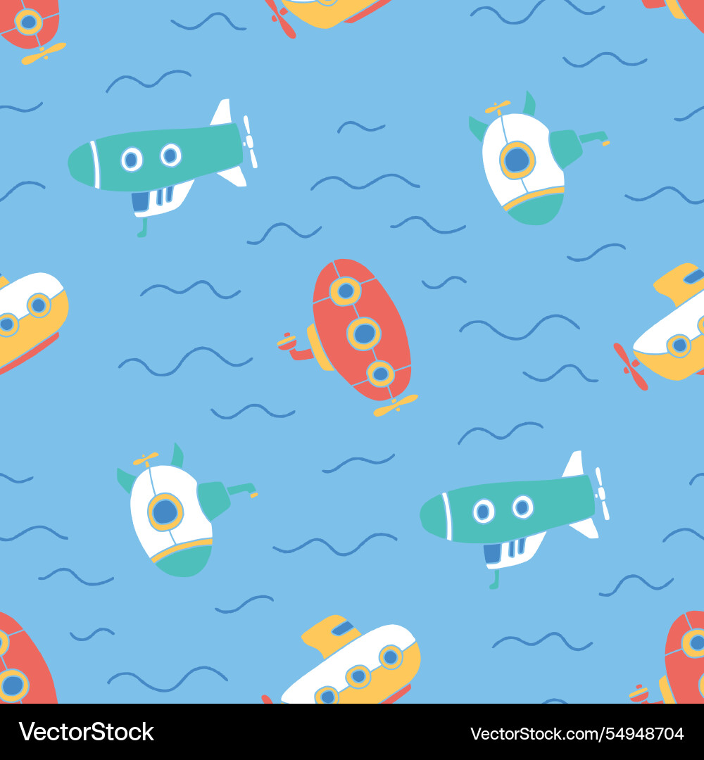 Submarine underwater wave seamless pattern design Vector Image