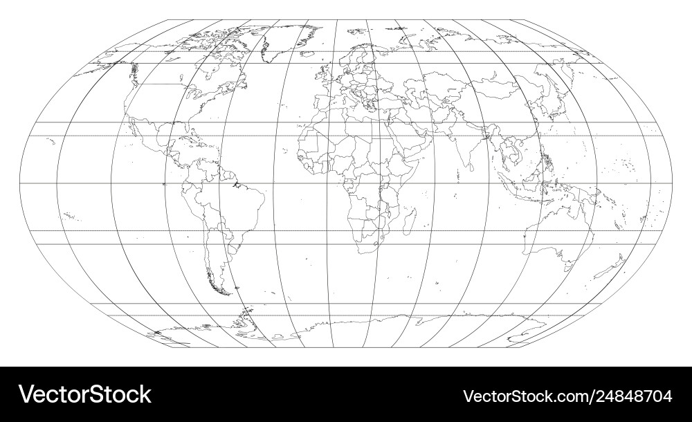 World map with meridians and parallels grid Vector Image