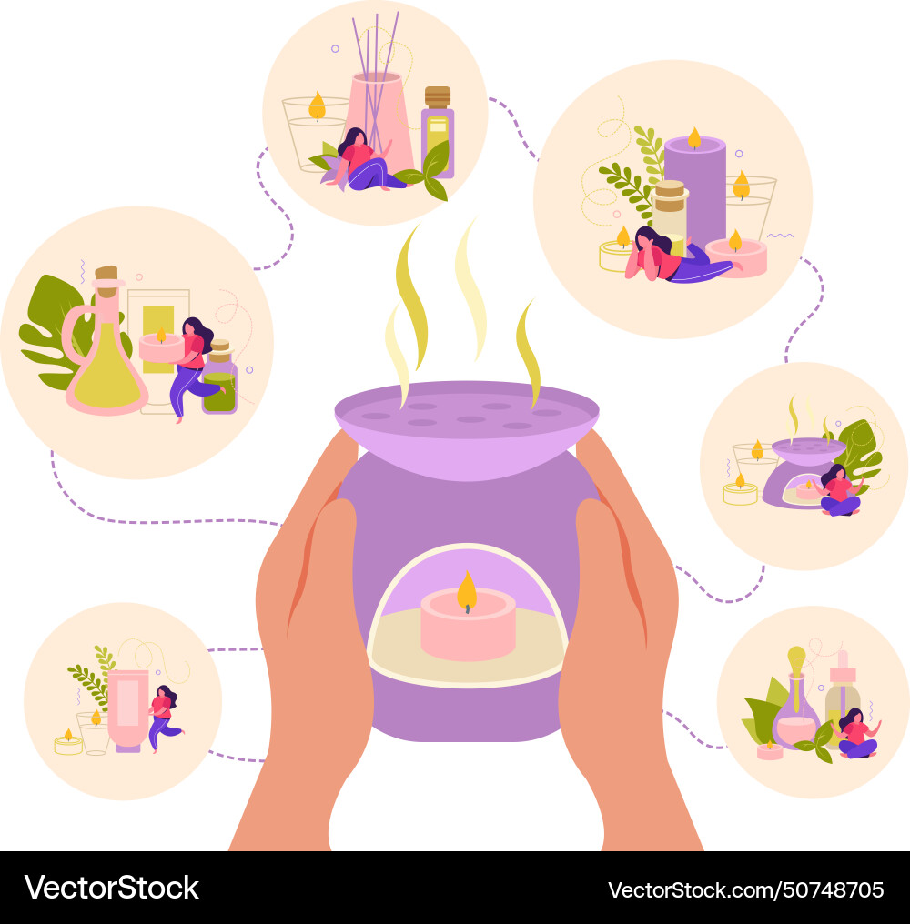 Aromatherapy flat design concept Royalty Free Vector Image