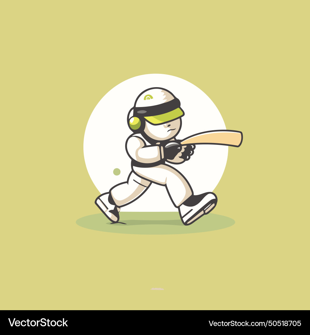 Cricket player cute cartoon Royalty Free Vector Image