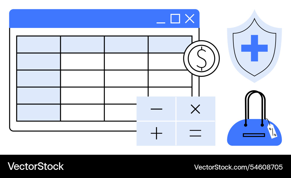 Financial planning spreadsheet with calculator Vector Image
