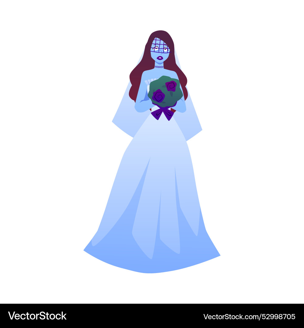 Gothic ghost bride character wearing a dress Vector Image