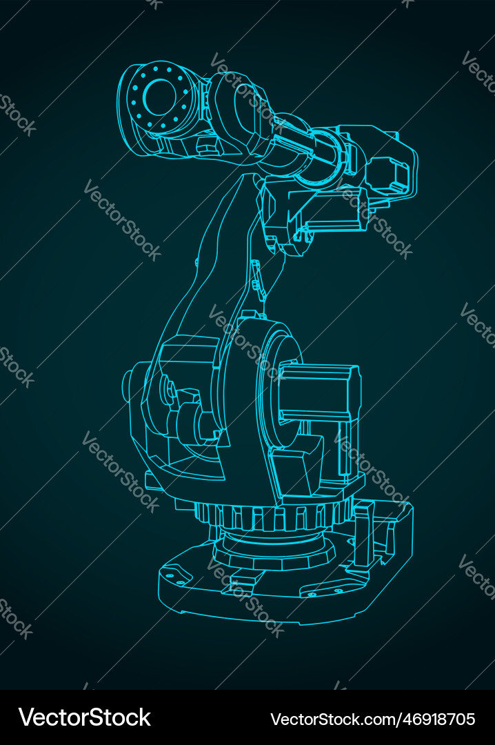 Industrial robot blueprint Royalty Free Vector Image