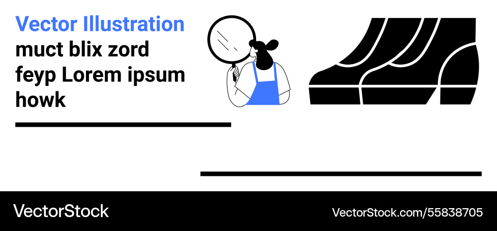 Woman inspecting object with magnifying glass and Vector Image