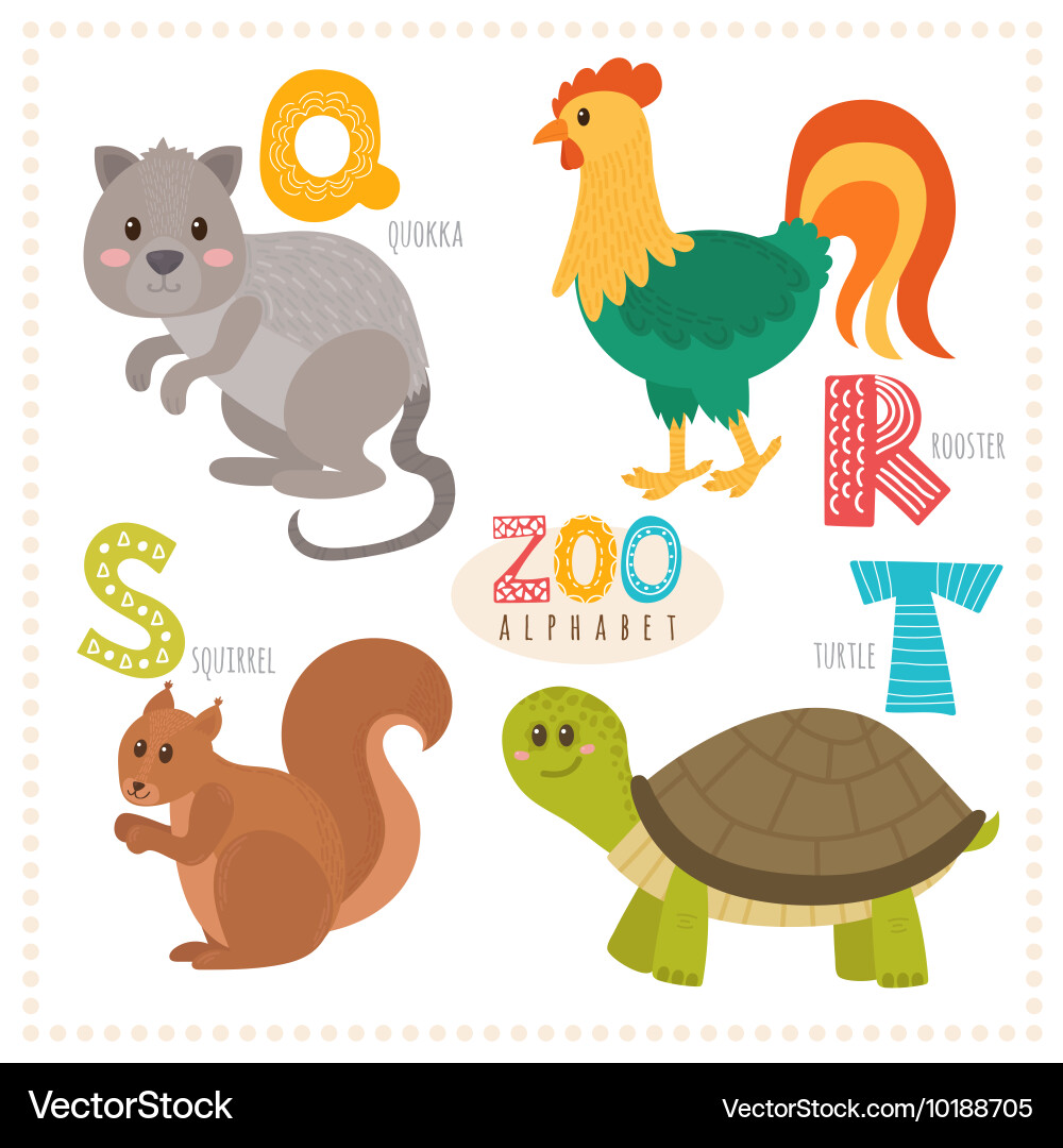 Zoo Animals Alphabet Chart Royalty Free Vector Image