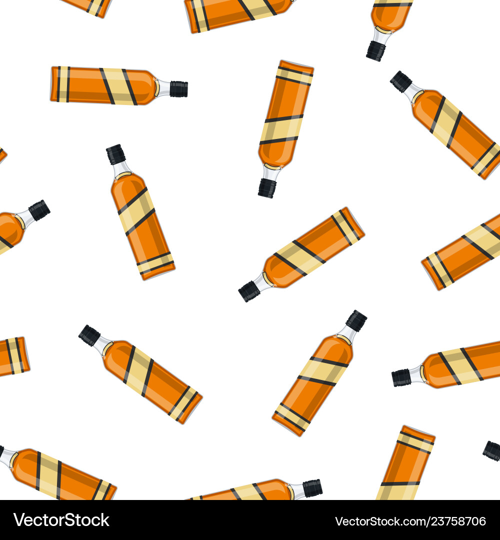 Bourbon Whiskey Bottle - Seamless Pattern Vector Image