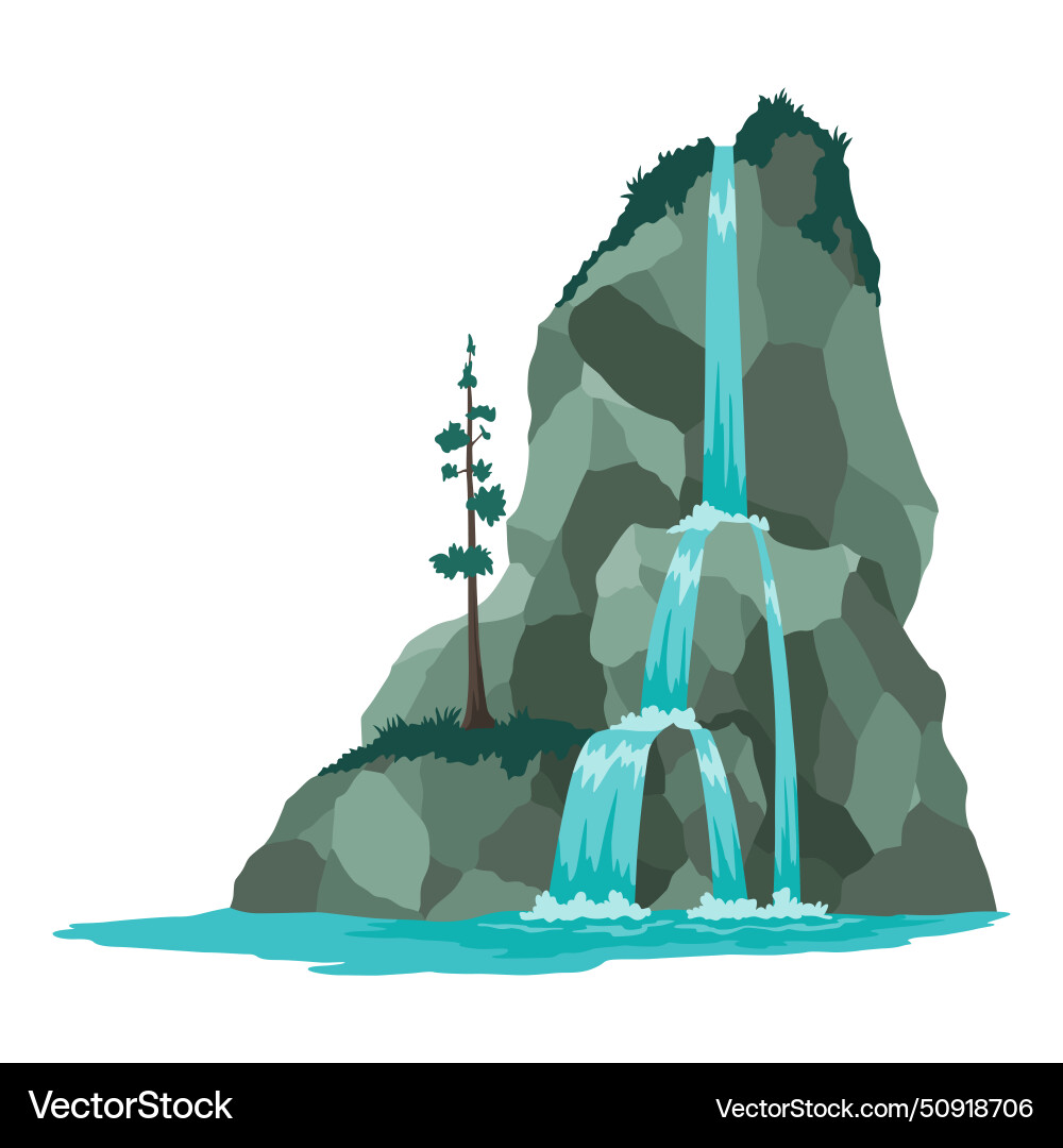 Cartoon river cascade waterfall landscape Vector Image