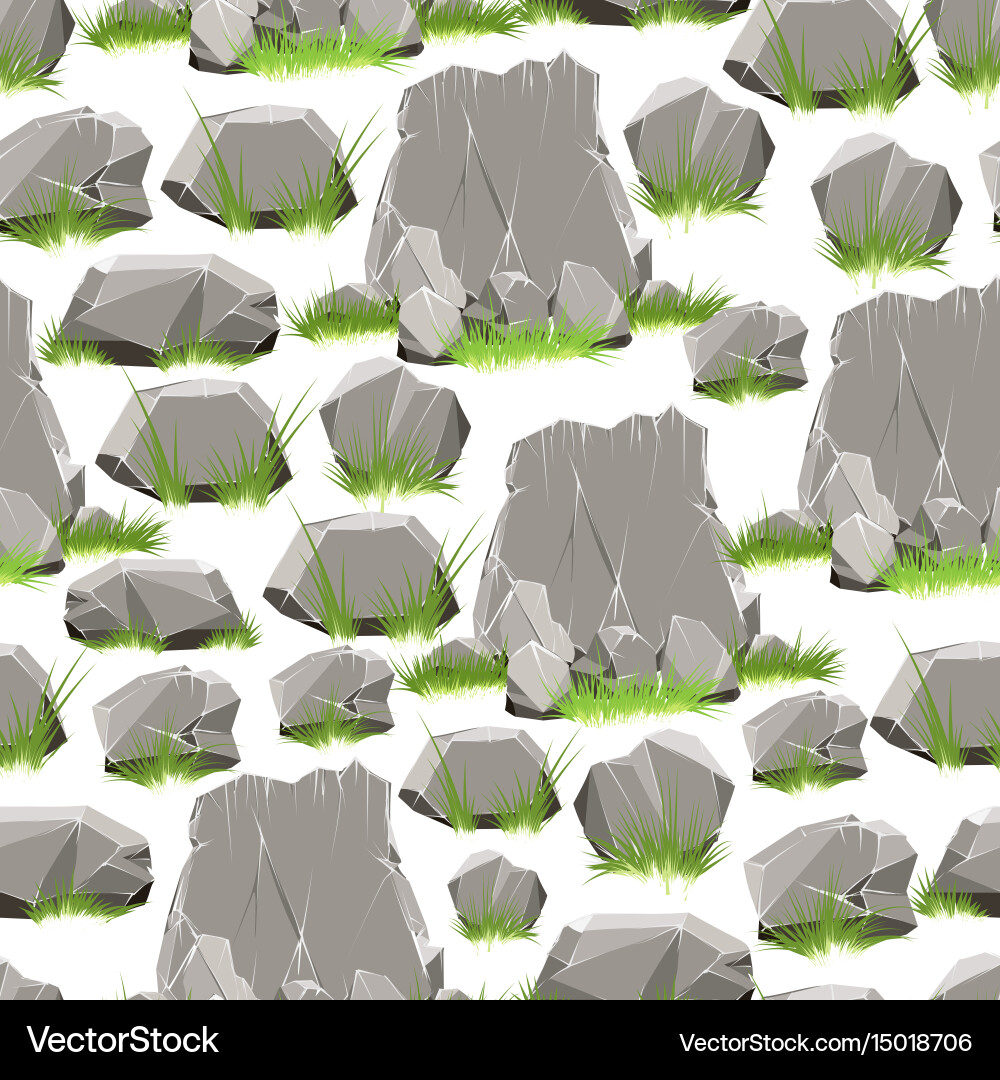 Cartoon Stone and Grass Pattern Royalty Free Vector Image