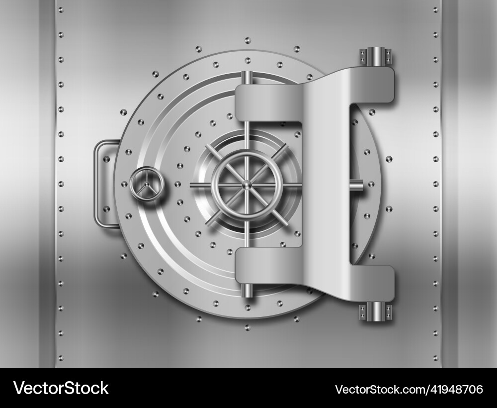Front view round bank vault door realistic Vector Image