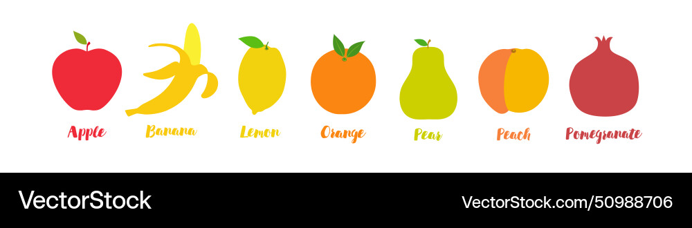 Fruits flat collection Royalty Free Vector Image