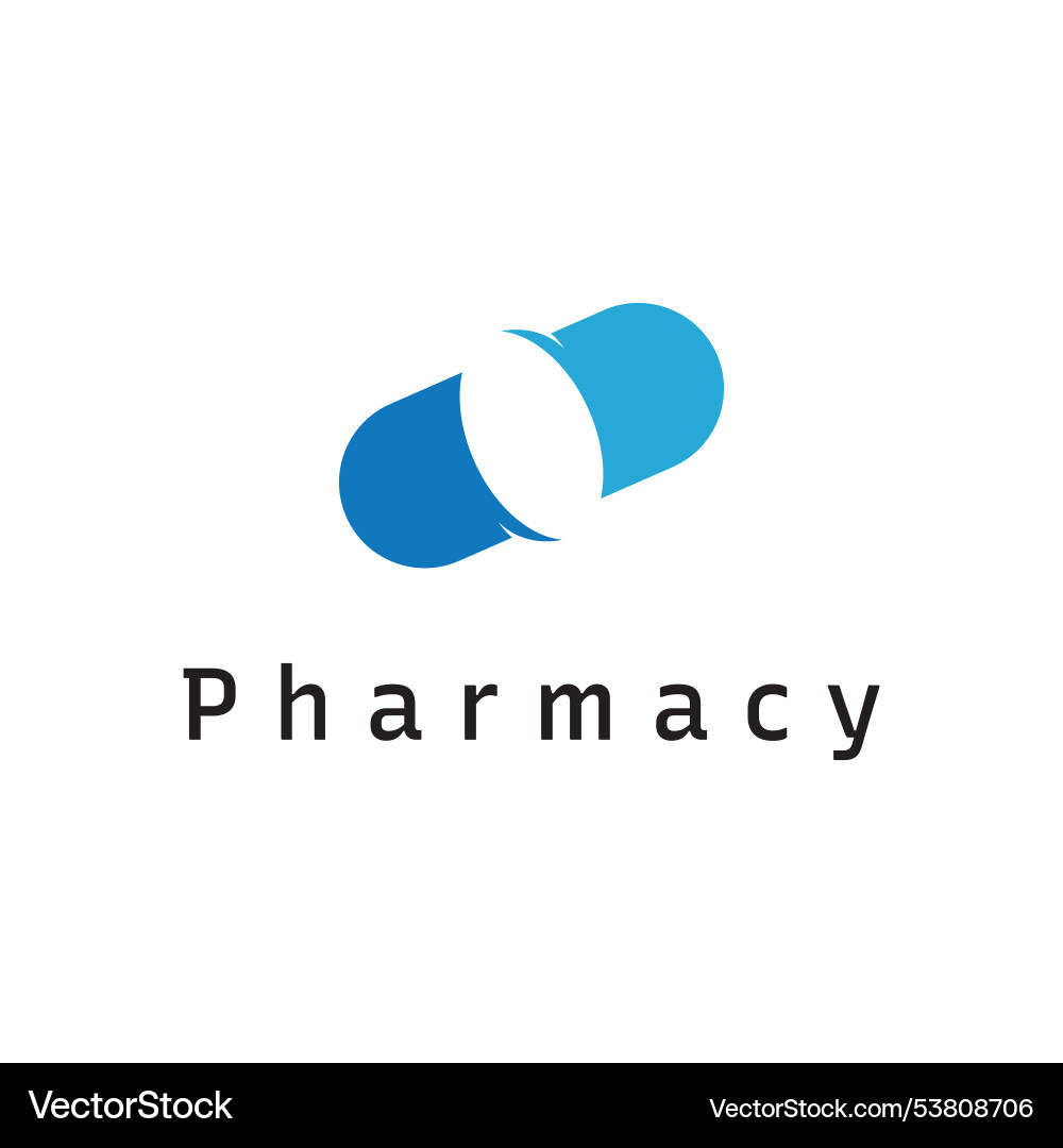 Pharmaceutical capsule medicine logo templatelogo Vector Image