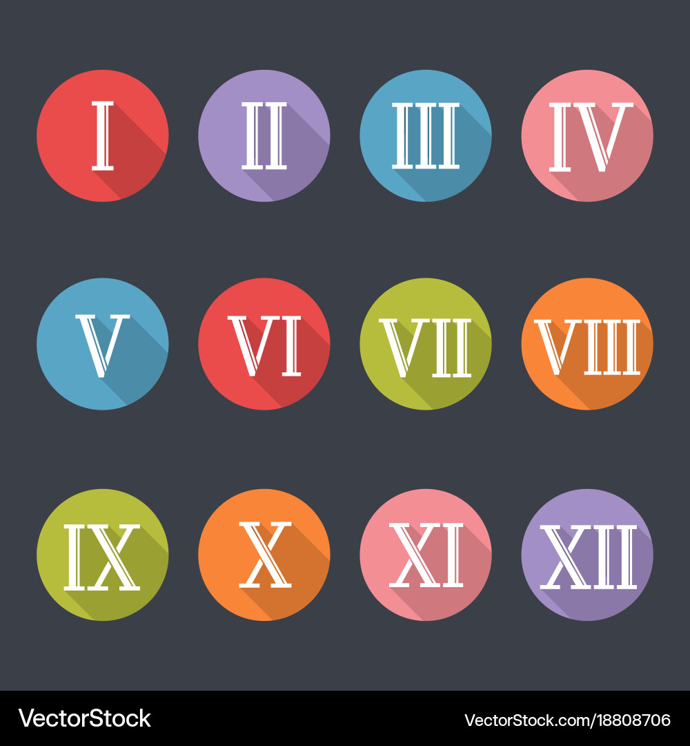 Roman Numerals Icon Set - I to XII Royalty Free Vector Image