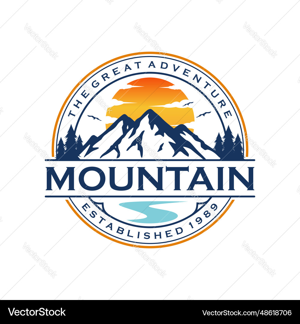 Vintage mountain logo design template Royalty Free Vector