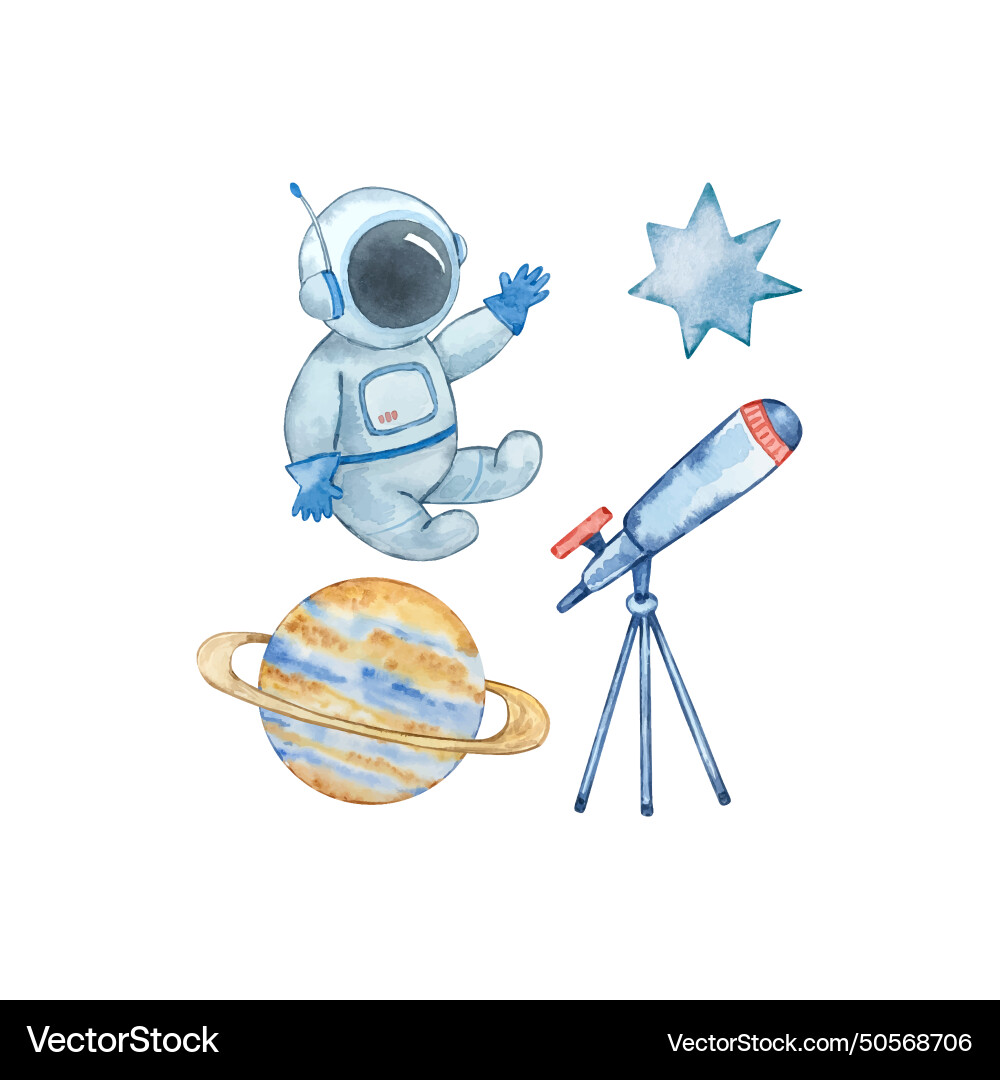 Watercolor space set cosmos Royalty Free Vector Image