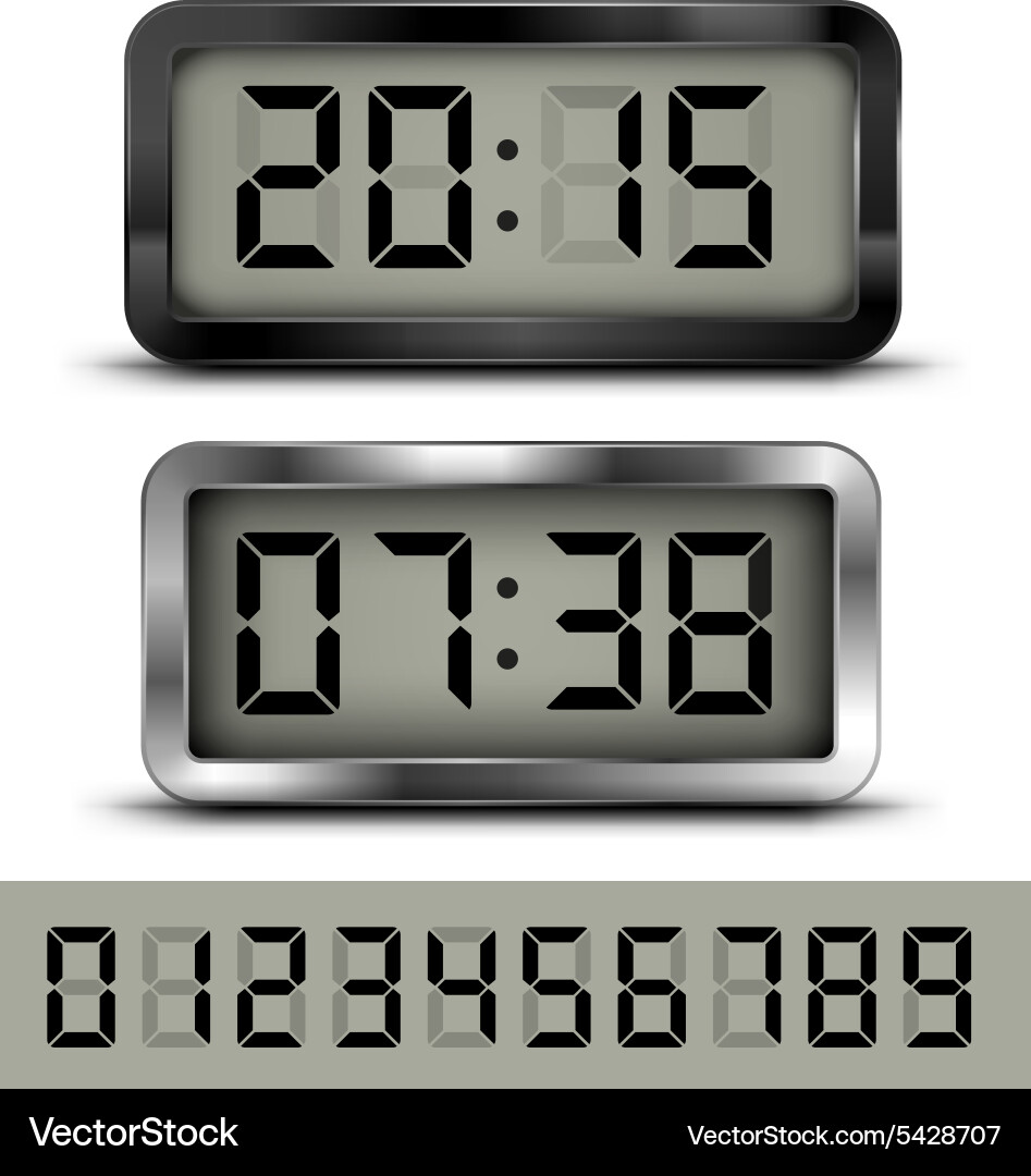 Chrome Digital Clock Set Royalty Free Vector Image