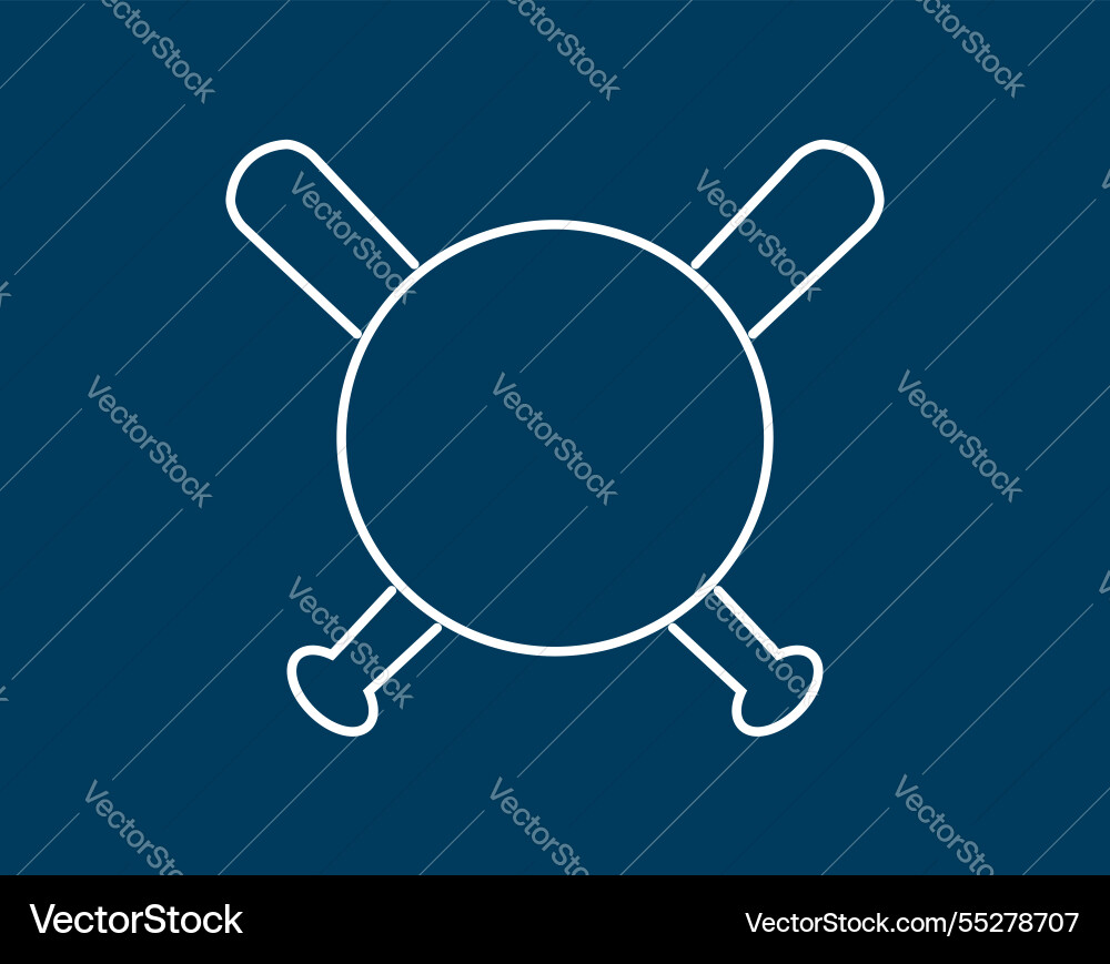 Crossed baseball bats and ball logo Royalty Free Vector