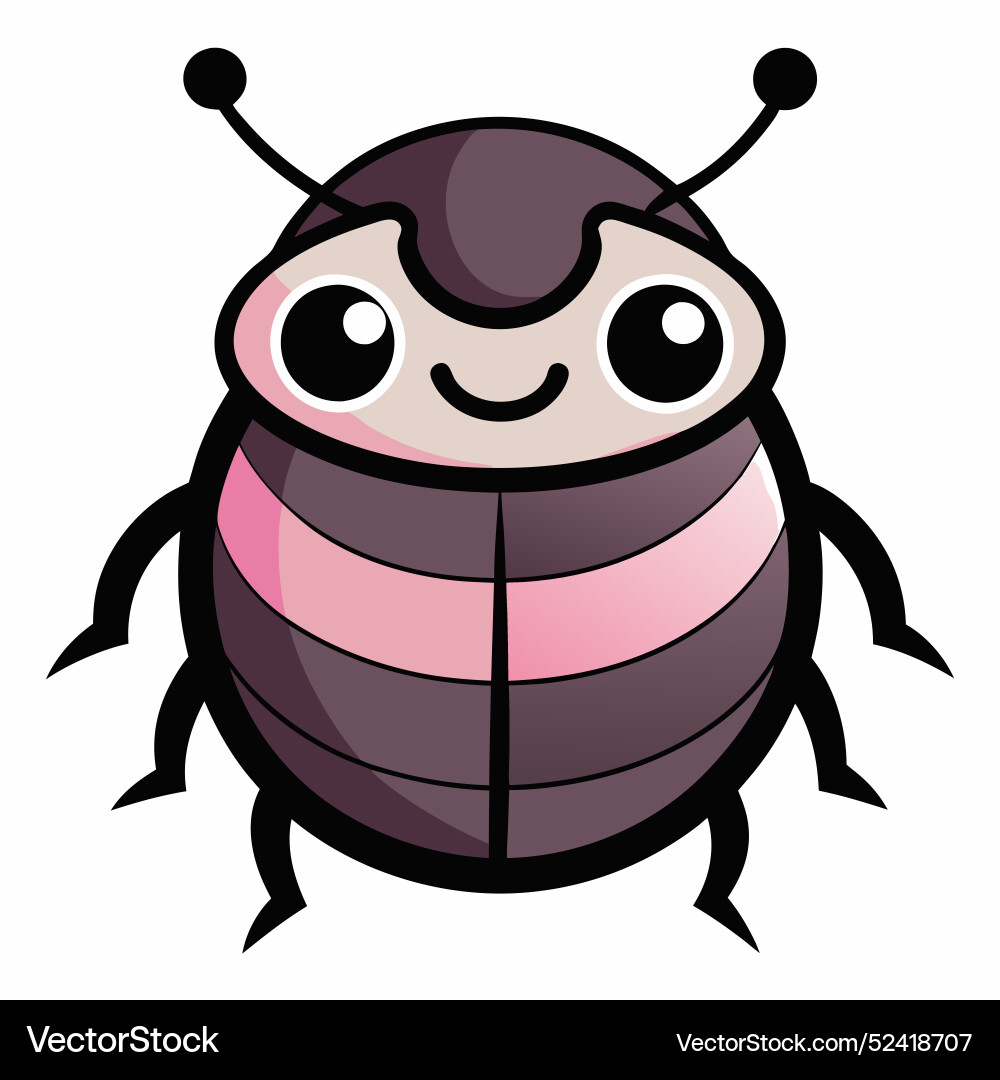 Dung beetle bug learns kawaii Royalty Free Vector Image