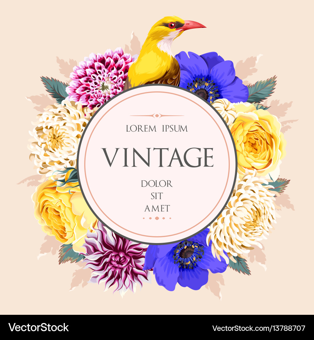 Greeting card with flowers Royalty Free Vector Image