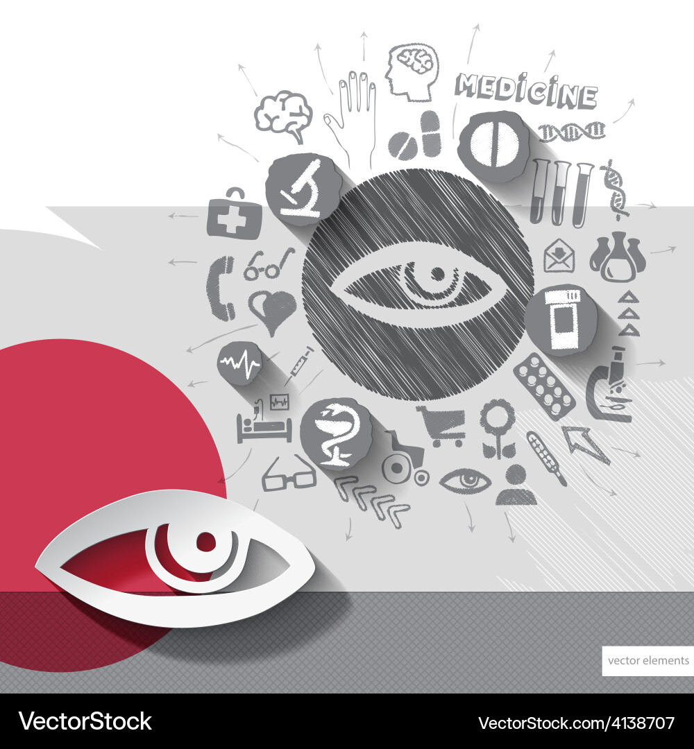 Hand drawn eye icons with background Royalty Free Vector