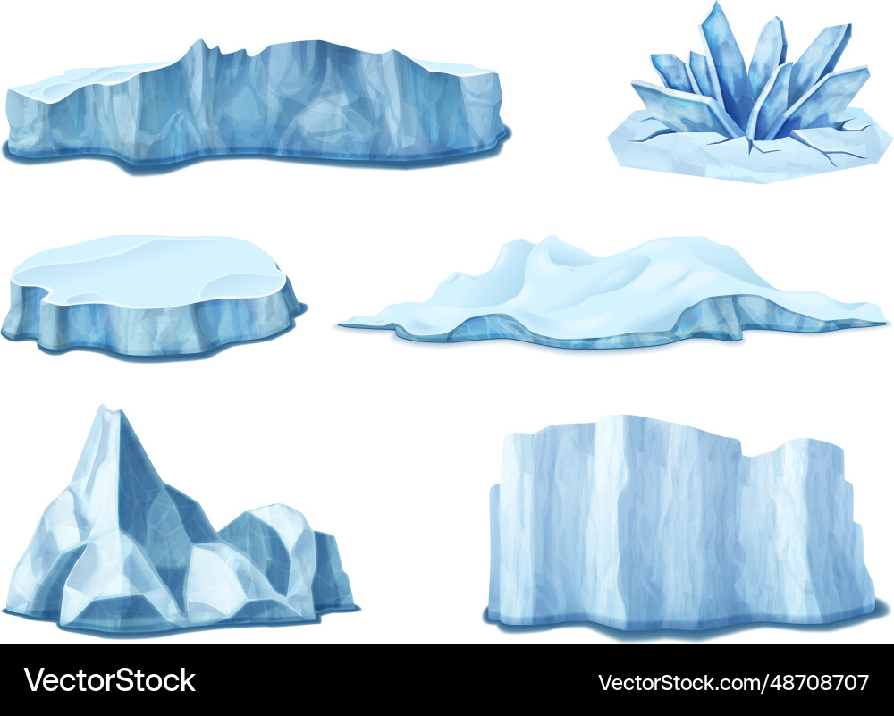 Iceberg realistic set Royalty Free Vector Image