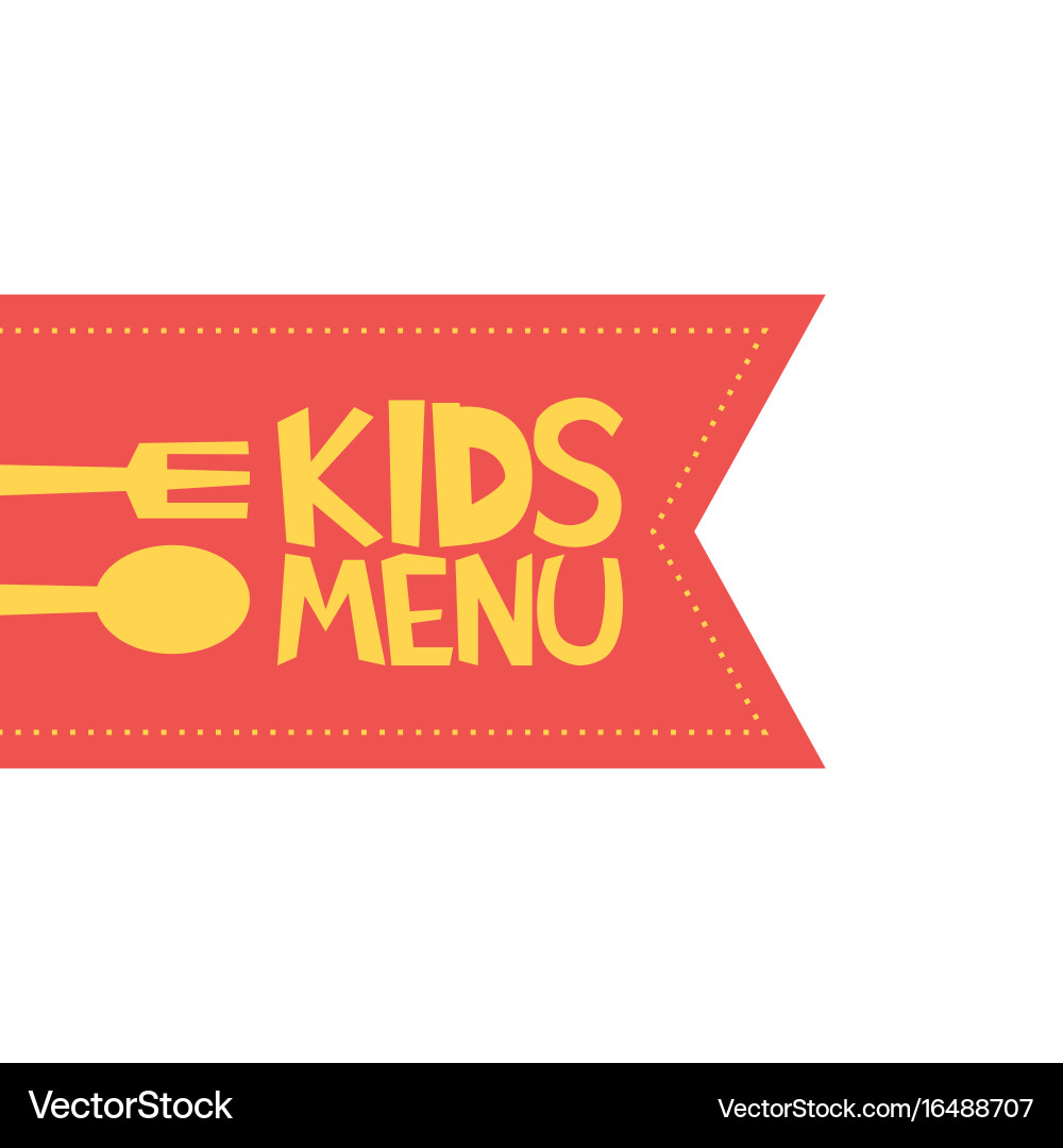 Kids menu red label template Royalty Free Vector Image