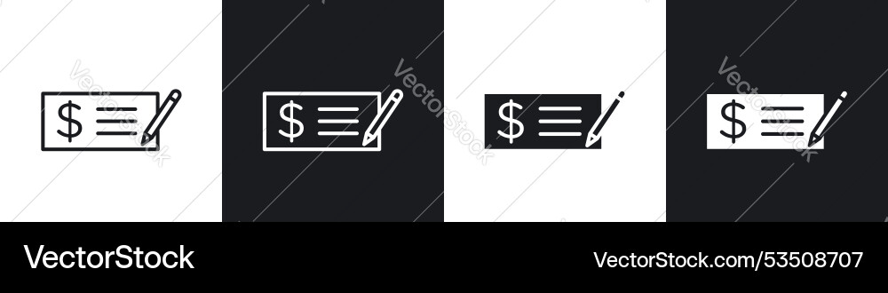 Money checkline in thin line black color flat Vector Image