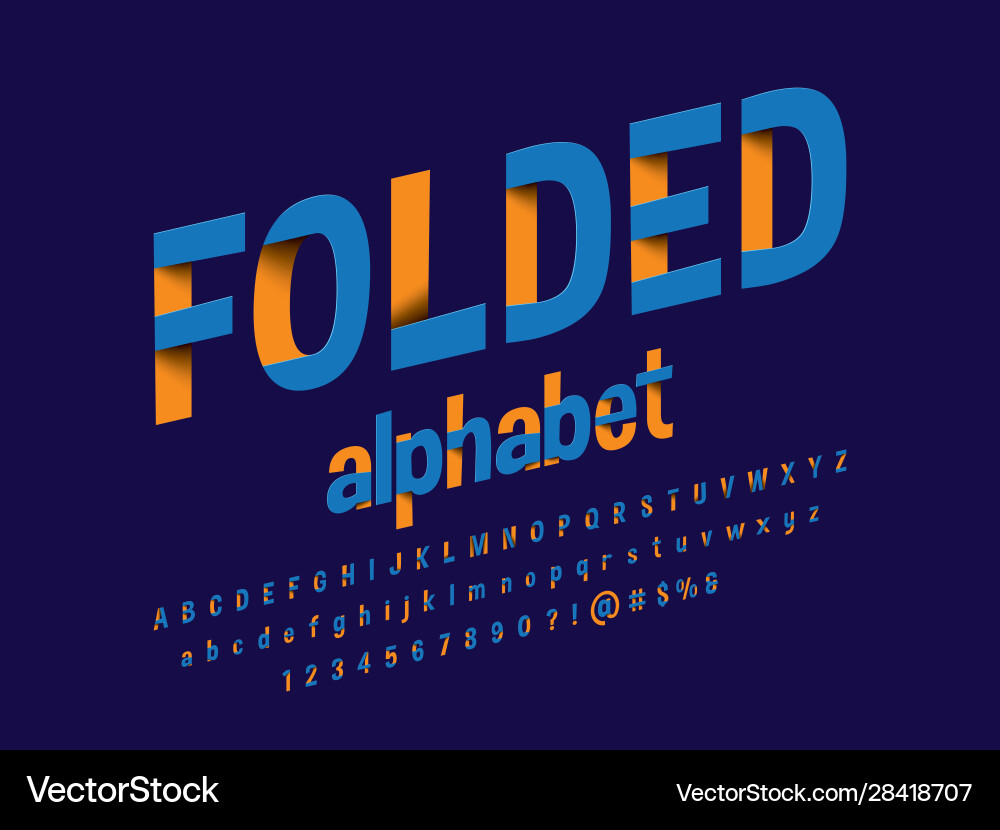 Paper fold font Royalty Free Vector Image - VectorStock