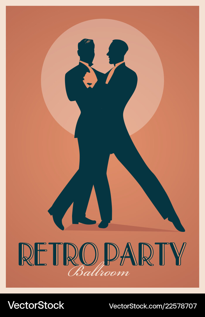Retro Dance Party Silhouettes Royalty Free Vector Image