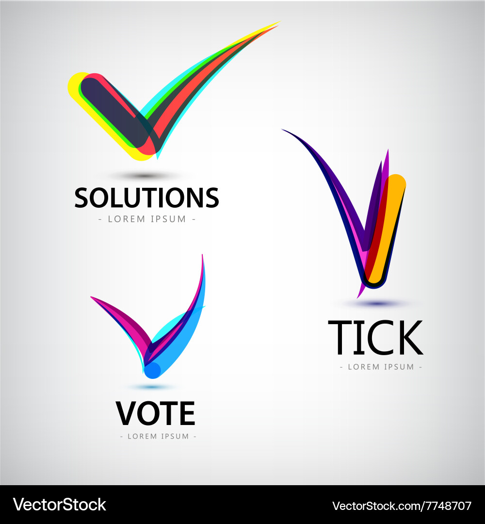 Set of tick logos vote Royalty Free Vector Image