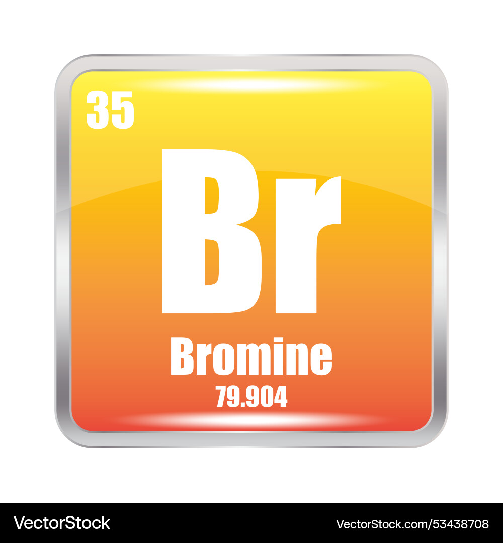 Bromine element symbol br abbreviation atomic Vector Image