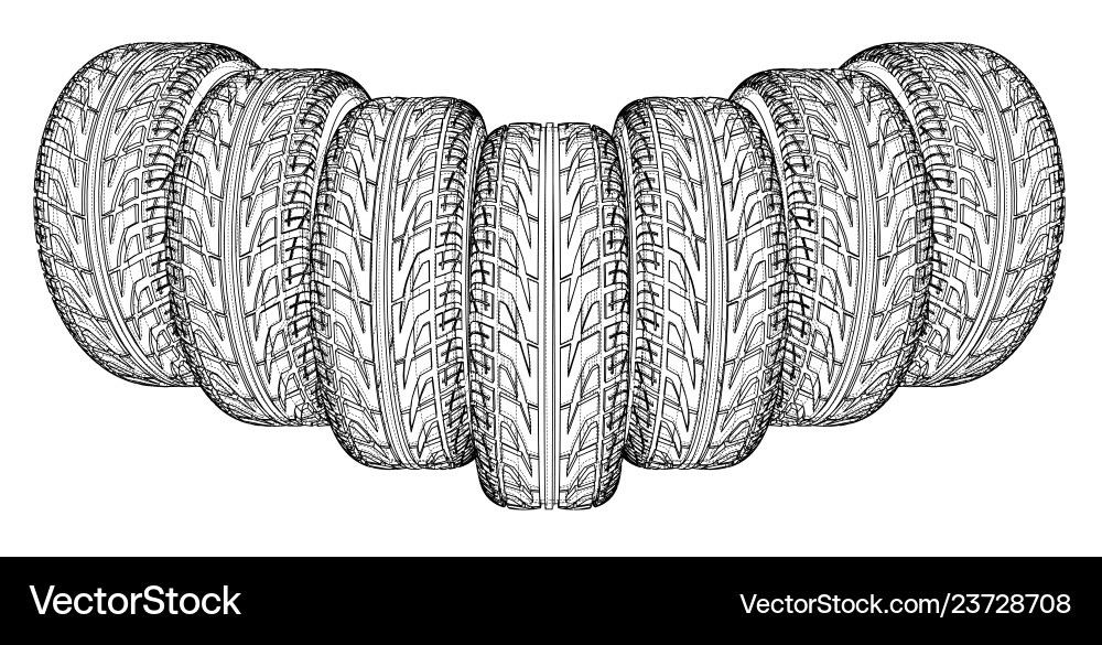 Car tires concept rendering of 3d Royalty Free Vector Image