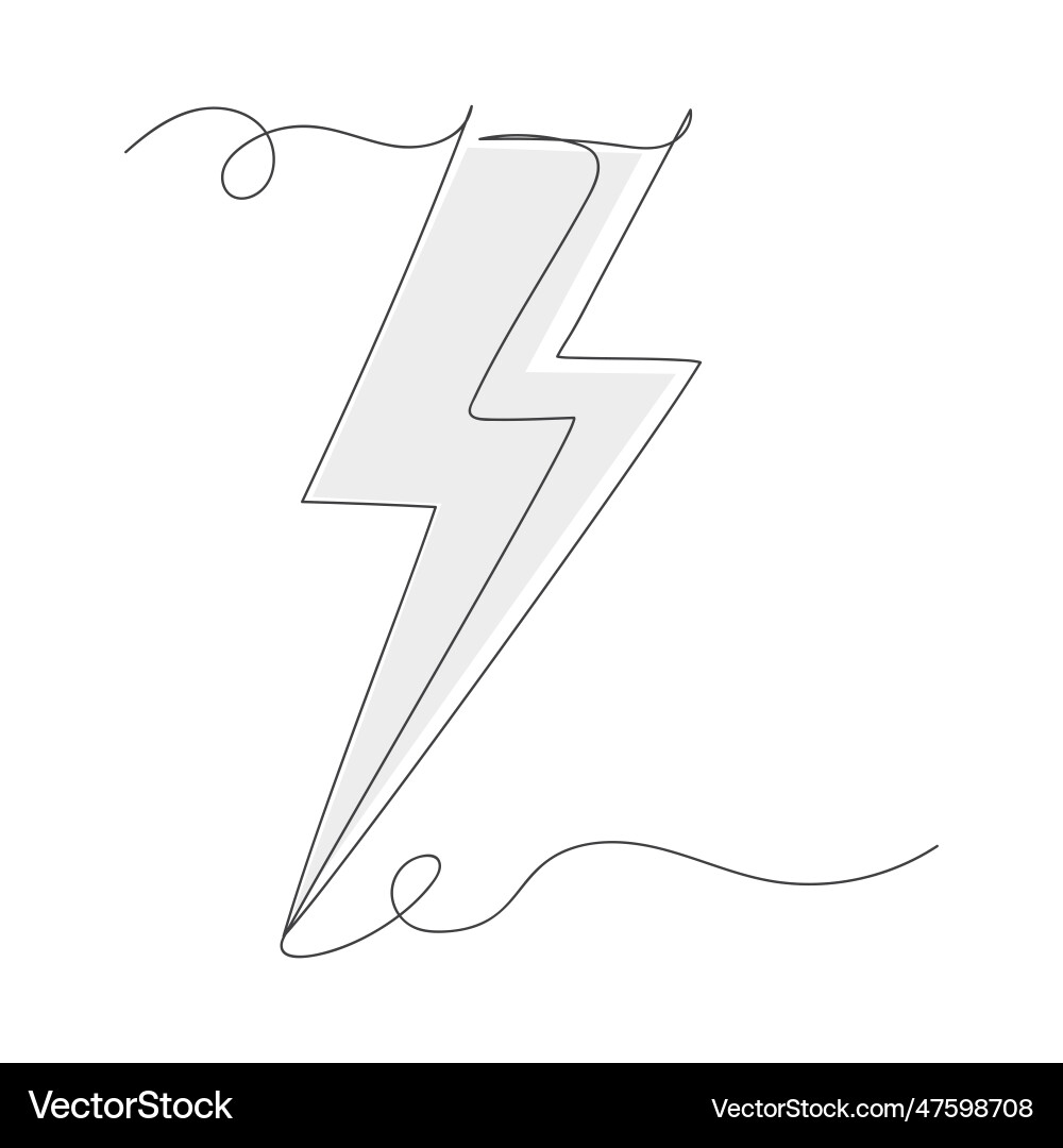 Electric continuous line art lightning bolt sign Vector Image
